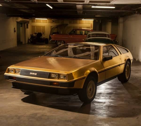 Gold Delorean Car