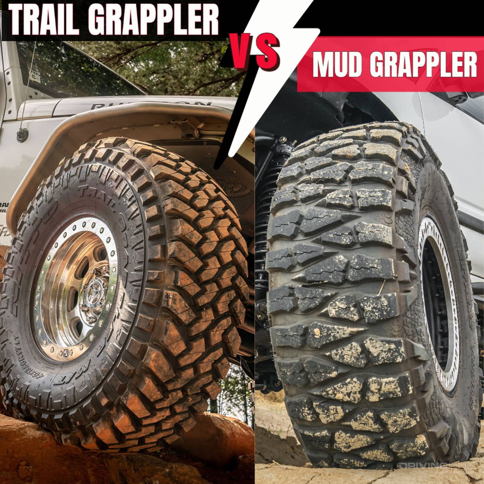 Nitto Tire Mud Terrain versus Nitto Tire Trail Grappler | DrivingLine